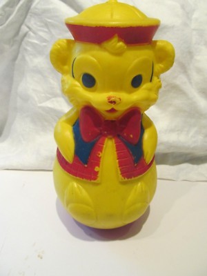 Vintage Rolly Polly Chime Toy. Eldon Industries Inc. 9" Yellow Bear ...