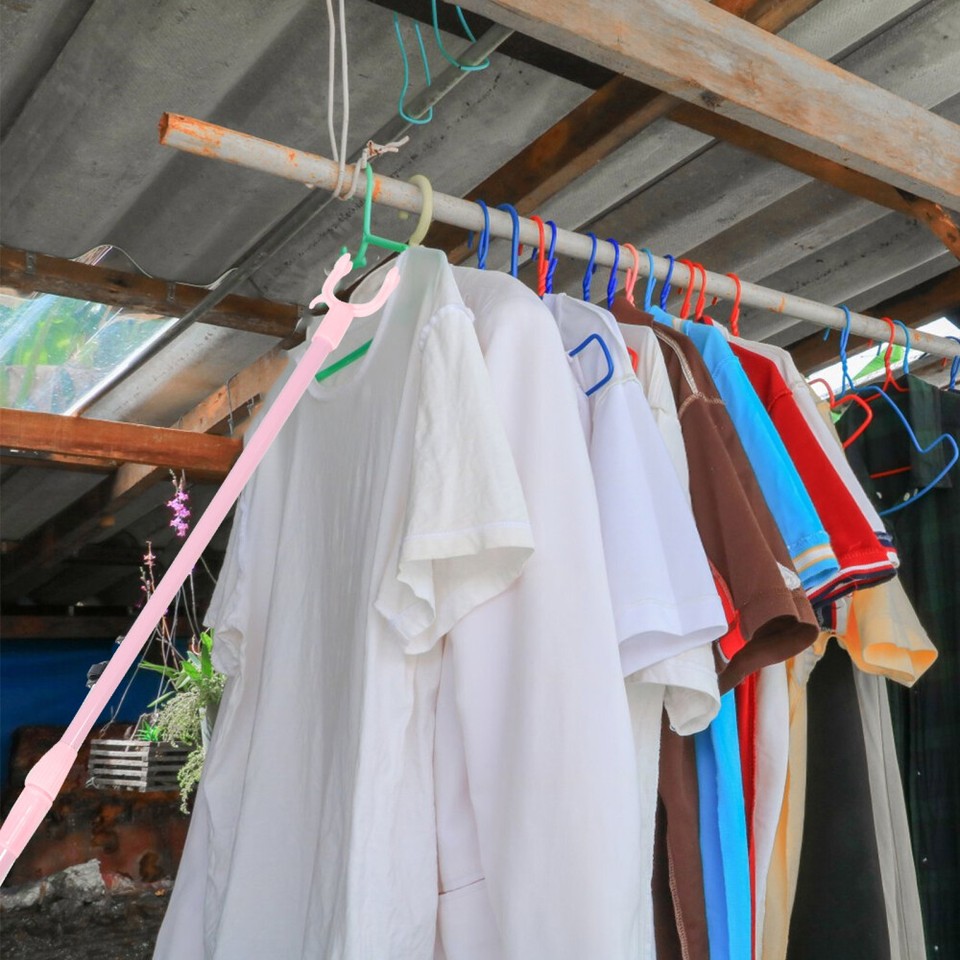 Clothes Fork Travel Drying Stick Laundry Rod Reach Clothing Pole | eBay