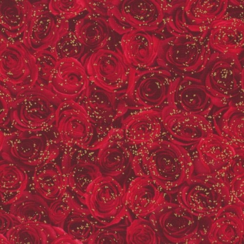 Timeless Treasures - Packed Gilded Red Metallic Roses Quilting ...