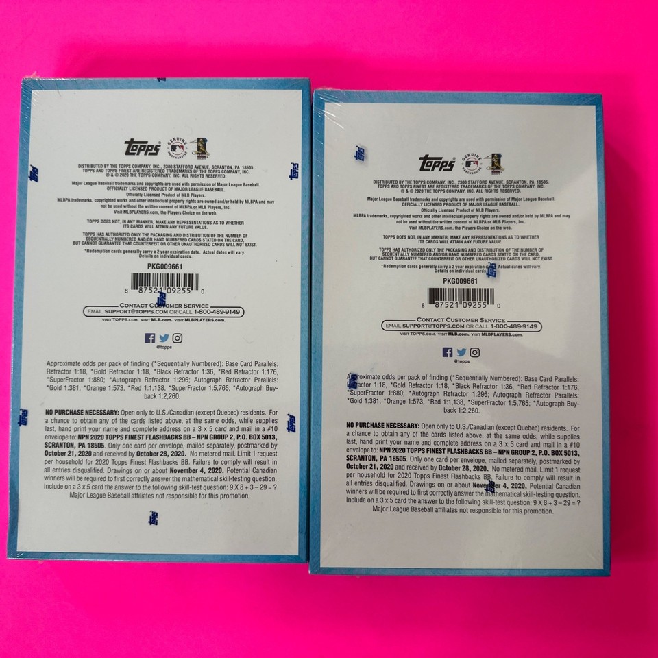 2020 Topps Finest Baseball MLB FLASHBACKS SEALED HOBBY BOX. 2 BOX LOT ...