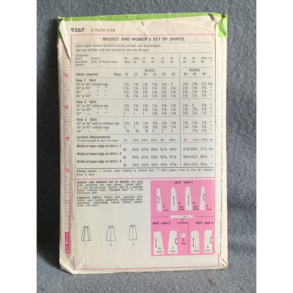 Simplicity Sewing Pattern 9267 Womens Skirts Size 14 Uncut | eBay