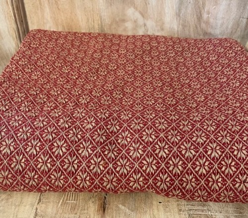 New Primitive Colonial RED COVERLET THROW Woven Tablecloth or Blanket ...