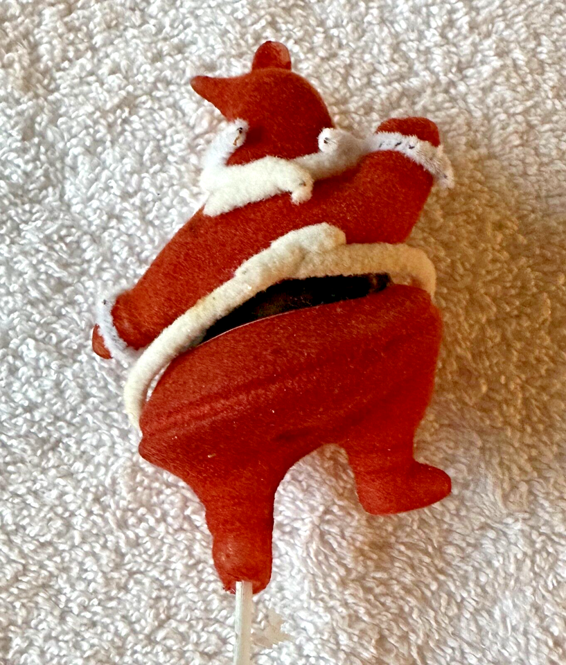 Vintage Flocked Santa Claus Christmas Floral Pick | eBay