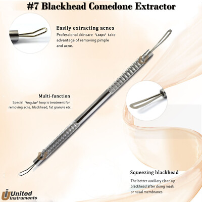 #7 Blackhead Remover Straight-Angular Loop Comedone Extractor Skin ...