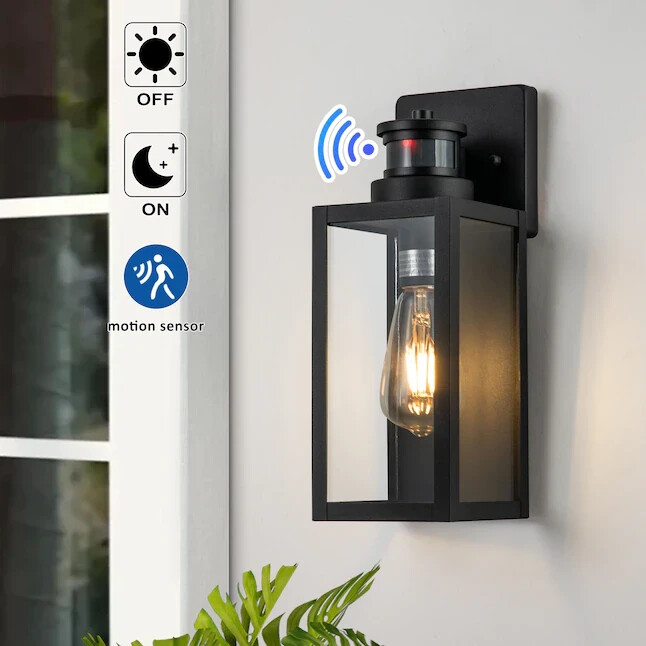 2-Pack 1-Light 13.5-in Matte Black Motion Sensor Outdoor Wall Light | eBay