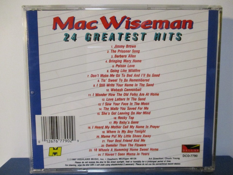 Mac Wiseman - 24 Greatest Hits - CD - MINT condition - E24-302 | eBay