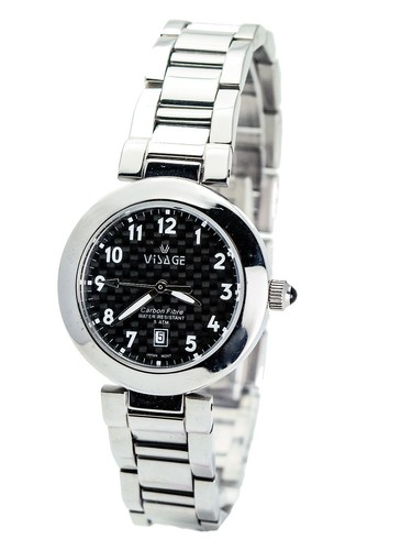VISAGE: WOMEN'S STAINLESS STEEL BAND ROUND CASE ANALOG QUARTZ WATCH W ...