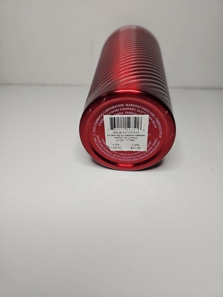 Starbucks Holiday 2022 Red Candy Textured Stainless Steel Cold Cup 24 ...