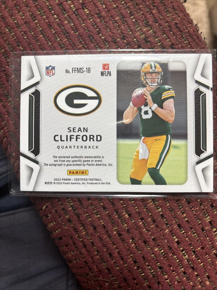 2023 Panini Certified Sean Clifford Freshman Fabric RPA 070/199 Packers ...