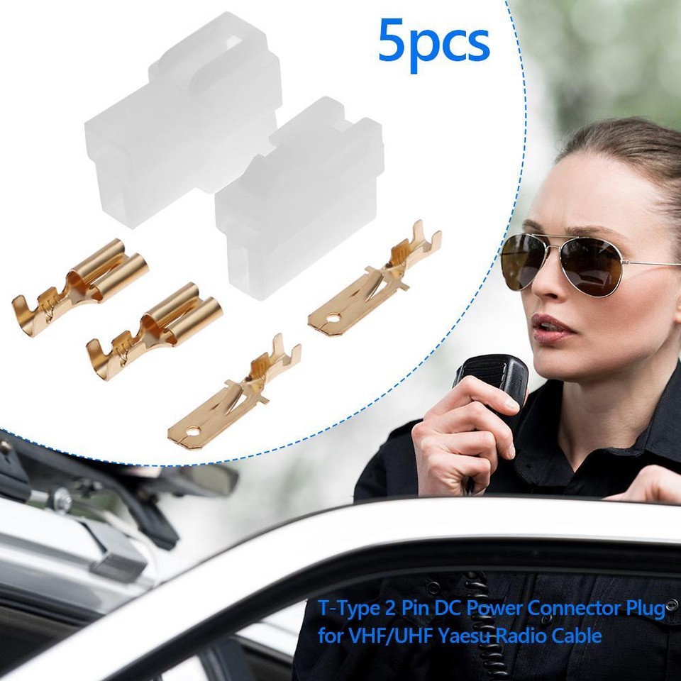5 Sets Radio DC Power Connector Plug T-Type 2 Pin Male Female Wiring ...