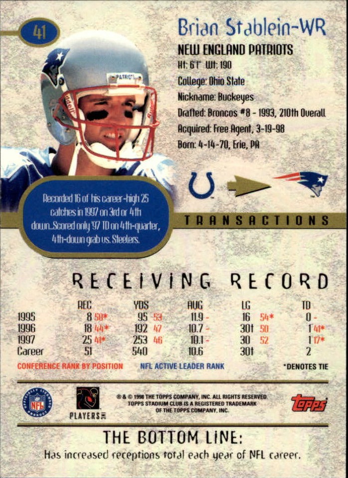 1998 Stadium Club #41 Brian Stablein - NM-MT | eBay
