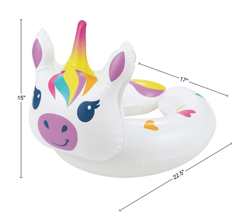 Bluescape White Unicorn Split Inflatable Swim Ring Pool Float, Ages 3-6 ...