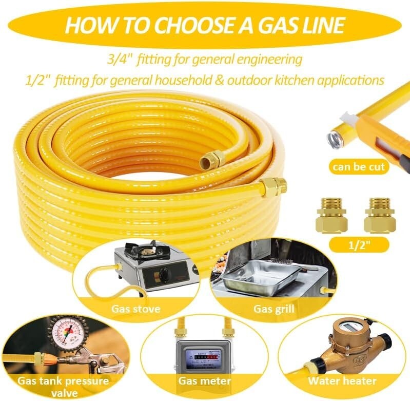 100FT 1/2 CSST Flexible Propane Natural Gas Line Corrugated Stainless ...