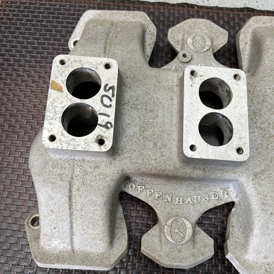 OLDS Offenhauser 394 tri power 5019 aluminum intake manifold carbs 1959 ...
