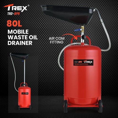 T-REX Waste Oil Drainer Workshop Mobile Telescopic Engine Air Operated ...