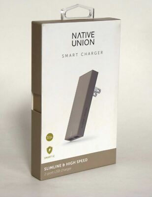 NEW Native Union Smart Charger Slim 2-Port Foldable USB-A Universal ...
