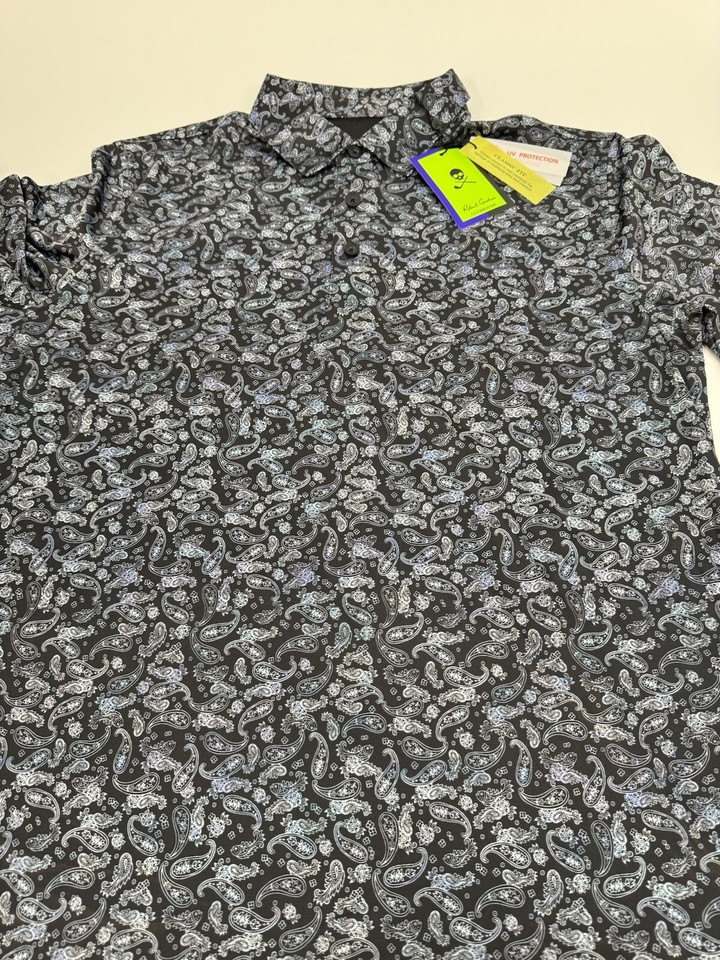 NWT Robert Graham Clubhouse Paisley Performance Golf Polo Shirt MEDIUM ...