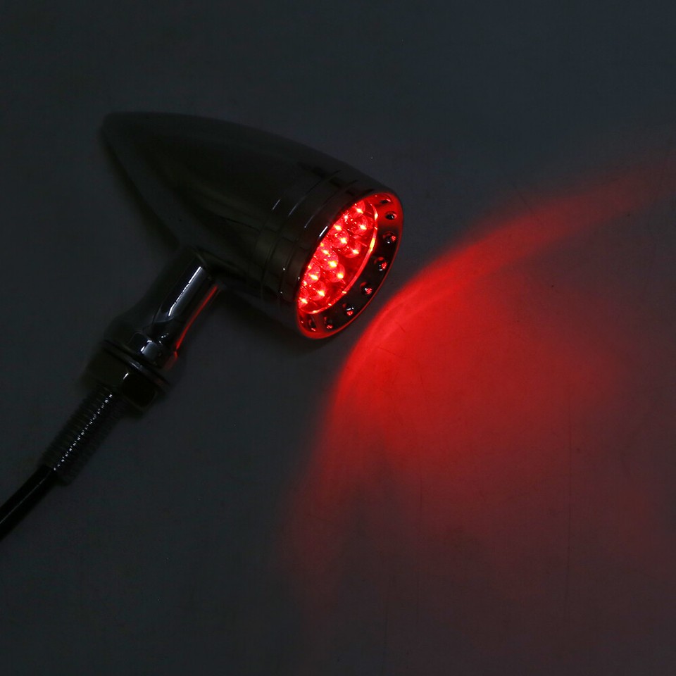 Universal Red 20 LED Chrome Motorcycle Running Turn Signal Tail Light ...