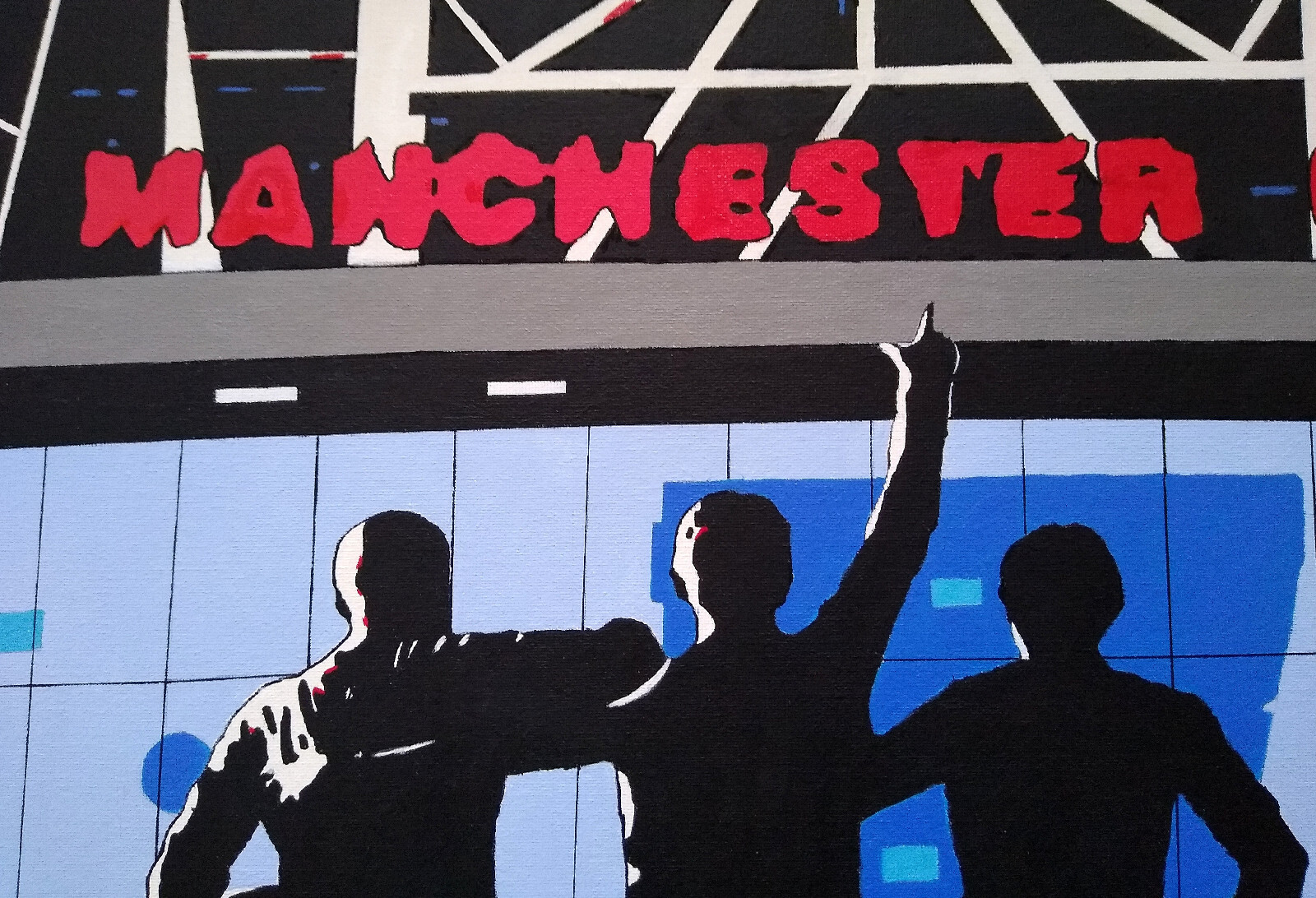 Manchester Utd Trinity Painting Modern Art Football Old Trafford Framed ...