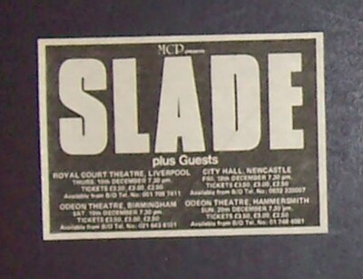 Slade Till Deaf Do Us Part Era London Clubs 1981 Mini Poster Type ...