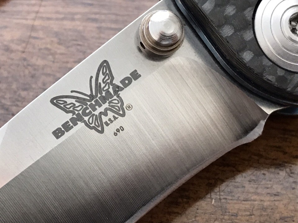 VTG Benchmade 690 Folding Knife Ti Liner CF + Wood Handle 154CM Blade ...