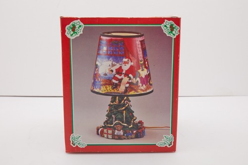NEW Vintage Polyresin Christmas Tree Night Light With Shade Decoration ...
