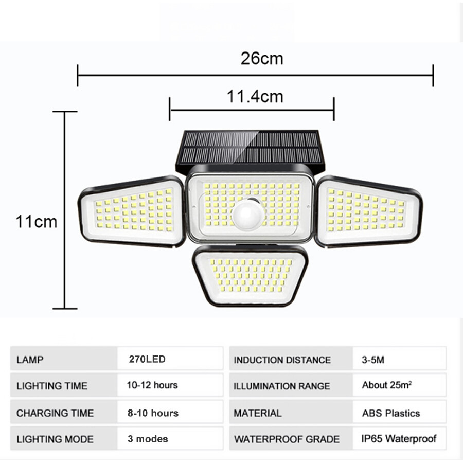 270 LED Solar Lights Outdoor 99000LM Waterproof Motion Sensor Security ...