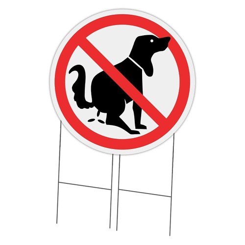 Dog Poo Warning 36" Round Yard Sign Coroplast with Stake Circle USA ...
