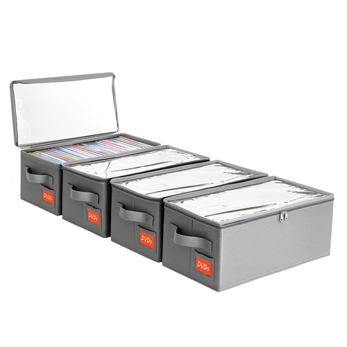 DVD Storage Box – DVD Case with Clear PVC Lid – DVD Shelf Organizer for ...