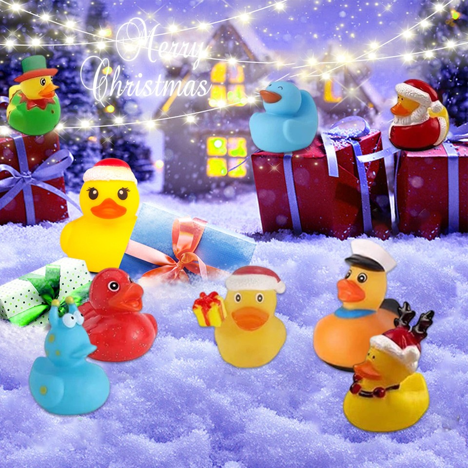 Christmas Ducks Small Rubber Ducks 24 Pieces Animal Toy Countdown ...