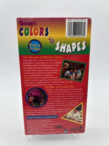 Barney - Barneys Colors Shapes (VHS, 1997, 2-Tape Set) for sale online ...
