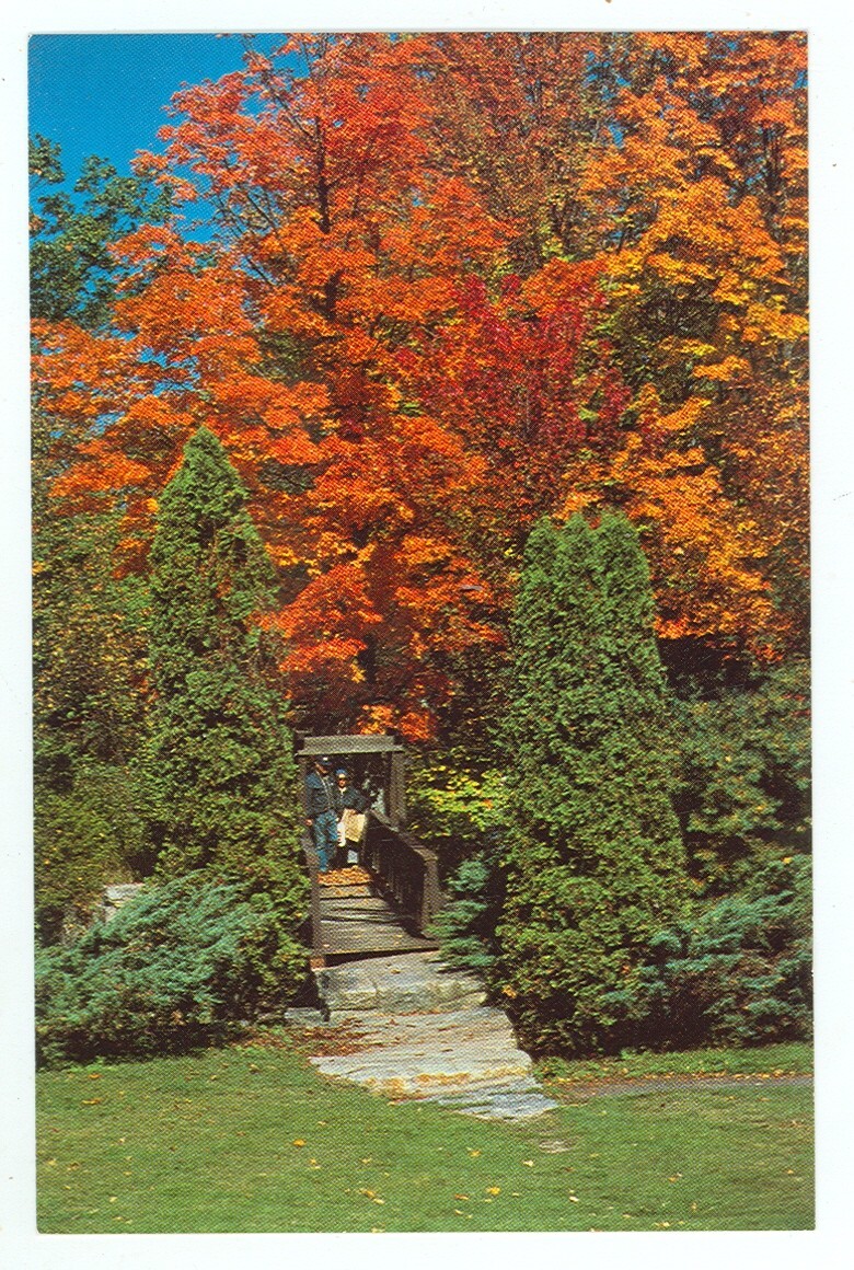 Brighton, Maine, Shorey Park Footbridge, Autumn Color Scene ...