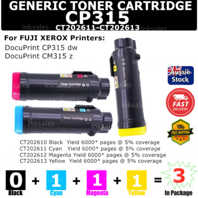 3x Generic Toner CT202610 - CT202613 Colour For Fuji Xerox CP315 ...