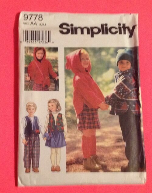 Simplicity 9778 Size AA 2-4 Child's Top Vest Pants Skirt Uncut Sewing ...
