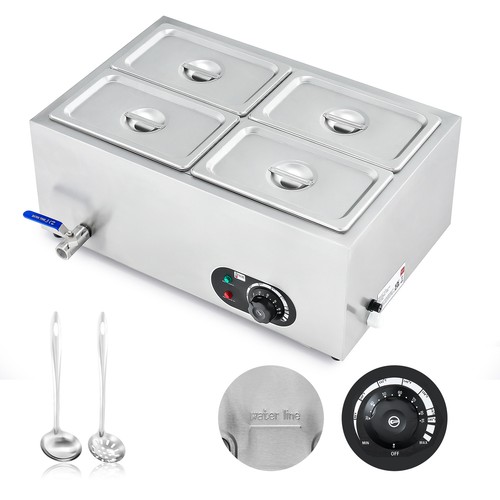 Commercial 4 Pots Bain Marie Electric Wet Well Pan Heat Food Warmer 4x1 ...