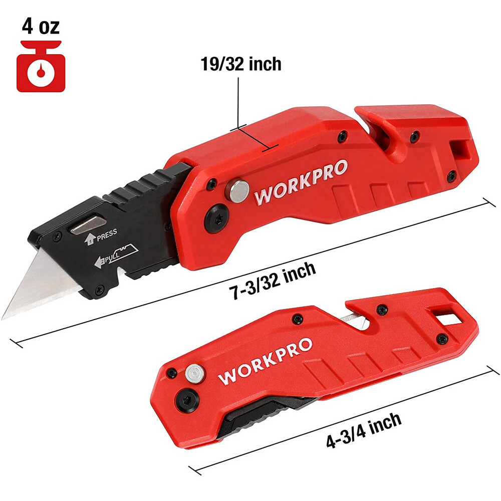 WORKPRO Folding Utility Knife Multi function Pocket Cutter W/Quick ...