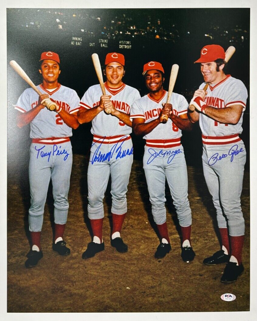 T. Perez J. Bench Joe Morgan Pete Rose Big Red Machine Signed 16x20 PSA ...