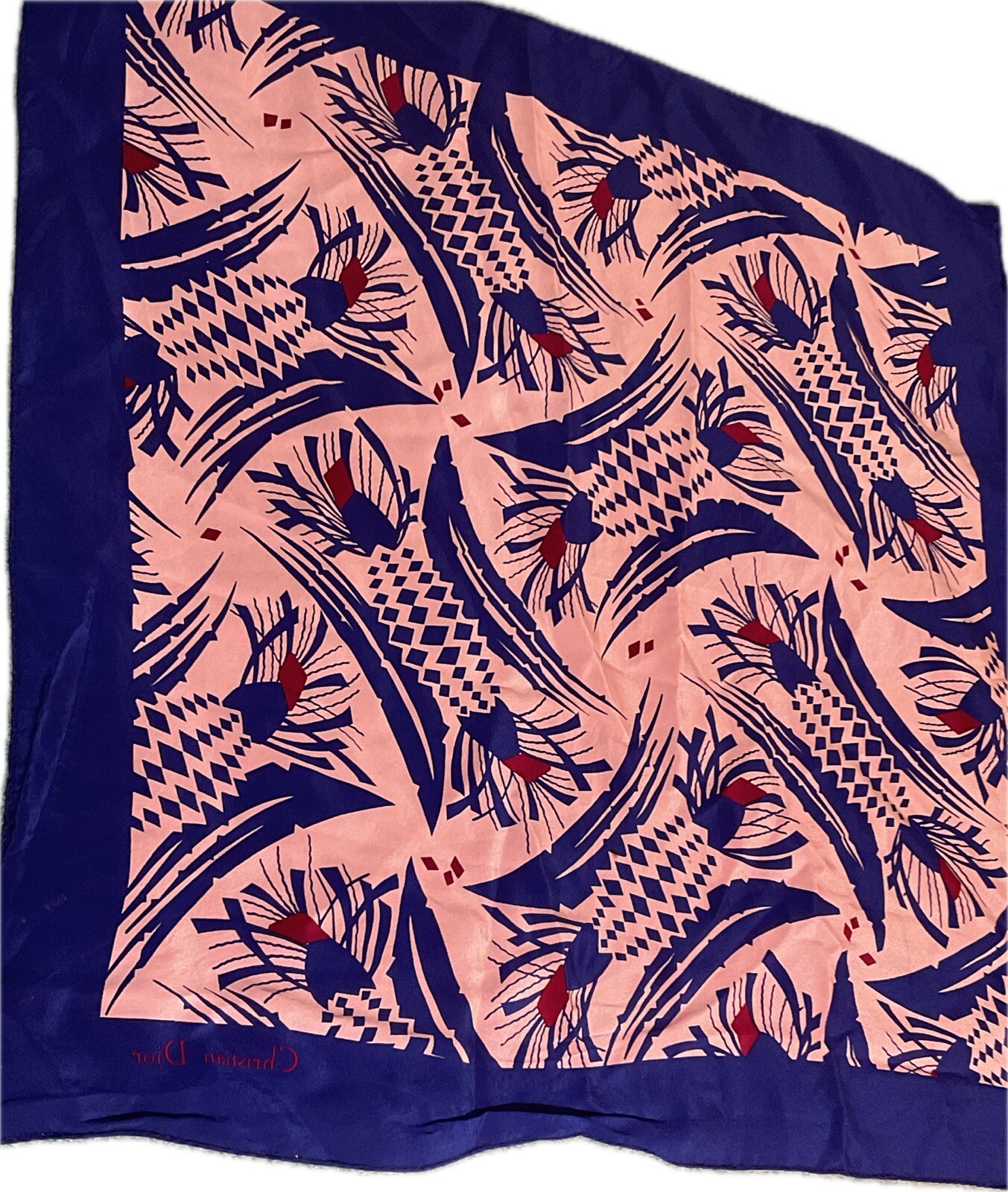 Christian Dior Rare Vintage 1960s Silk Abstract Blue … - Gem