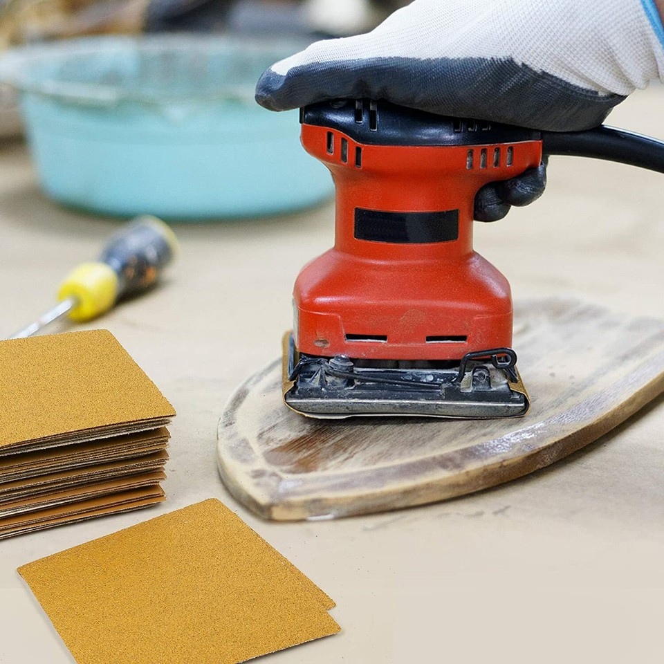 40PCS 1/4 Sheet Palm Sander Sandpaper Hook and Loop Sanding Sheets 80 ...