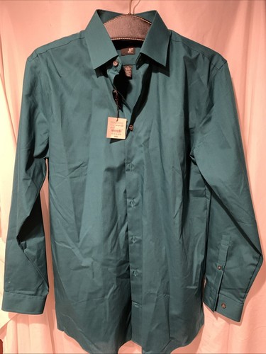 Men's JF J. Ferrar Ultra Comfort Slim Fit Med. Dress Shirt Green 15-15. ...