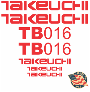 Takeuchi TB016 Mini Excavator Decal Set Sticker | eBay