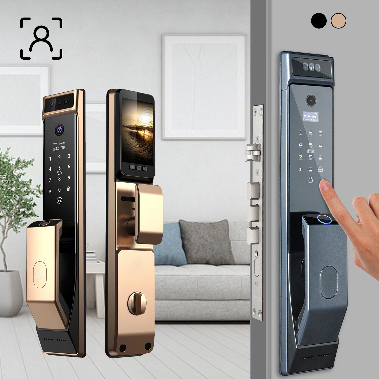 Visual cat eye smart door lock 3D face security biometric smart door ...