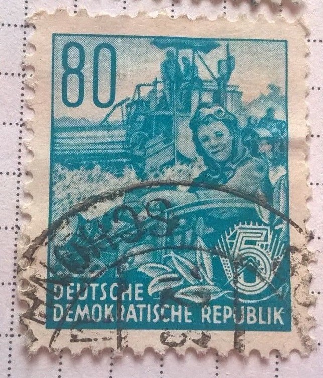 Germany DDR stamps - Combine Harvester and Farm Workers 80 pfennig Sg ...