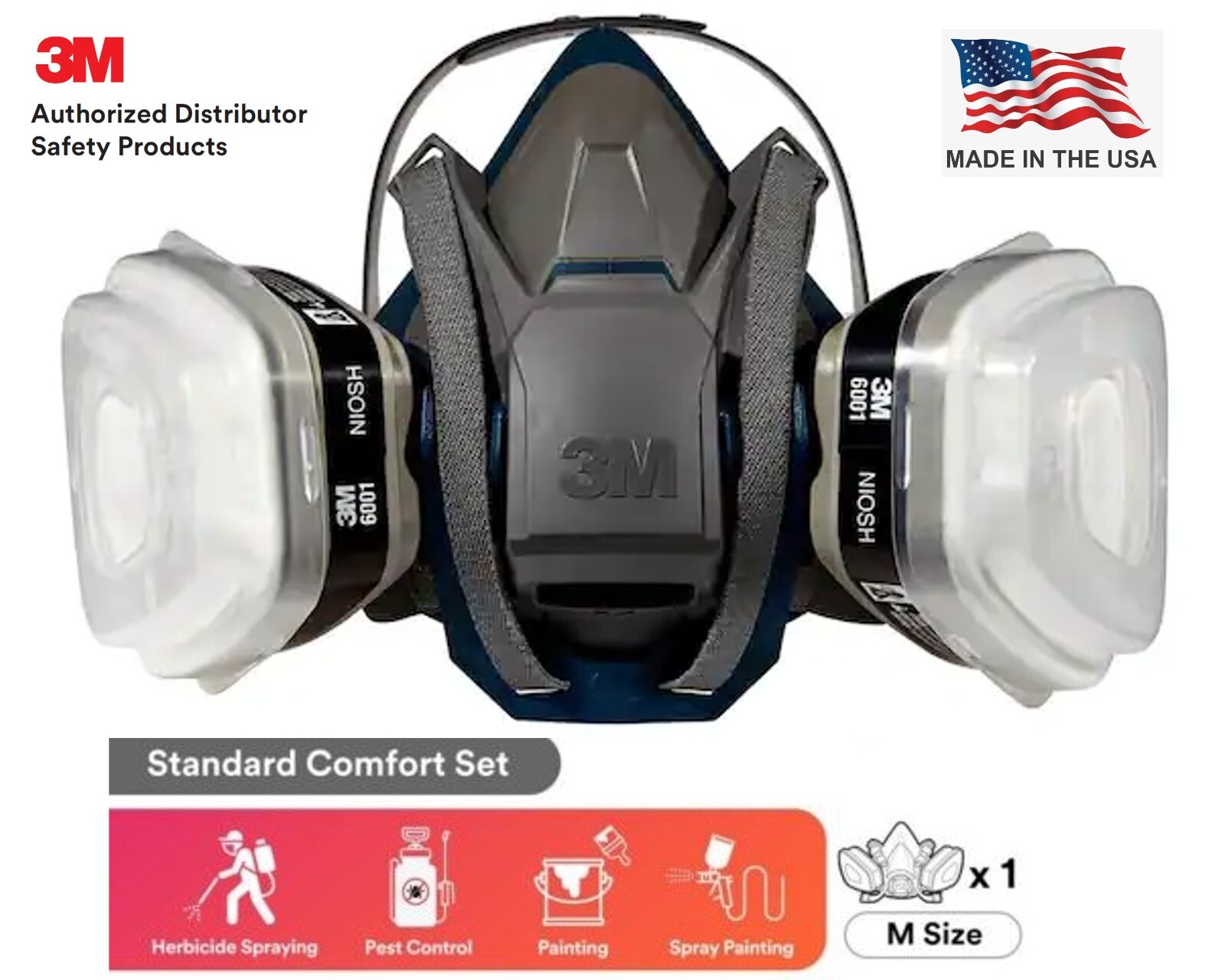 3M 7 IN 1 6502QL HALF FACE RESPIRATOR FACEPIECE SPRAY PAINTING GAS MASK ...