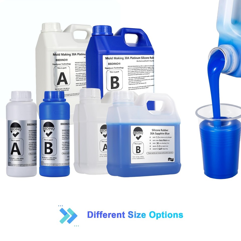 Silicone Mold Making Kit,Liquid Silicone for Mold Making 30A Sapphire ...