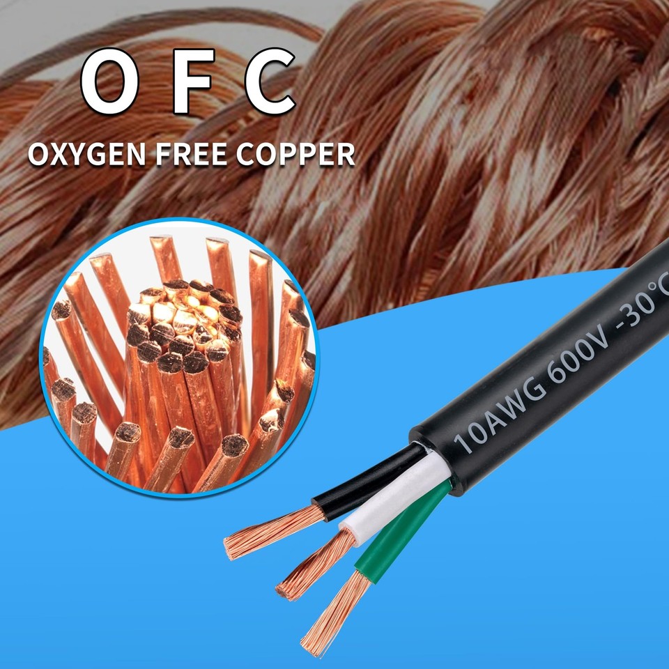 10 Gauge 3 Conductor Electrical Wire 10 AWG 3 Wire Oxygen-Free Copper ...