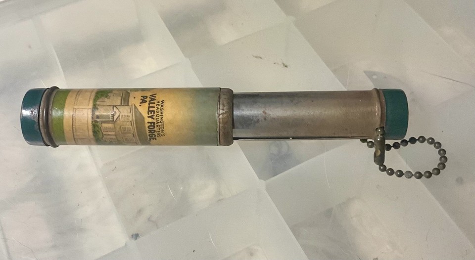 vintage mid-century souvenir Valley Forge Telescope metal & paper ...