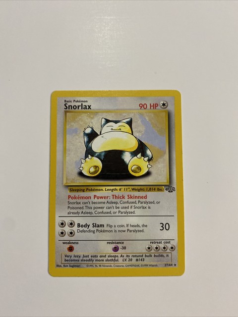 Pokémon TCG Snorlax Jungle 27/64 Regular 1999-2000 Wizards Base Set ...