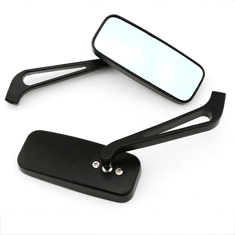 Rectangle Motorcycle Rear Mirrors Black Custom For Harley Bobber ...