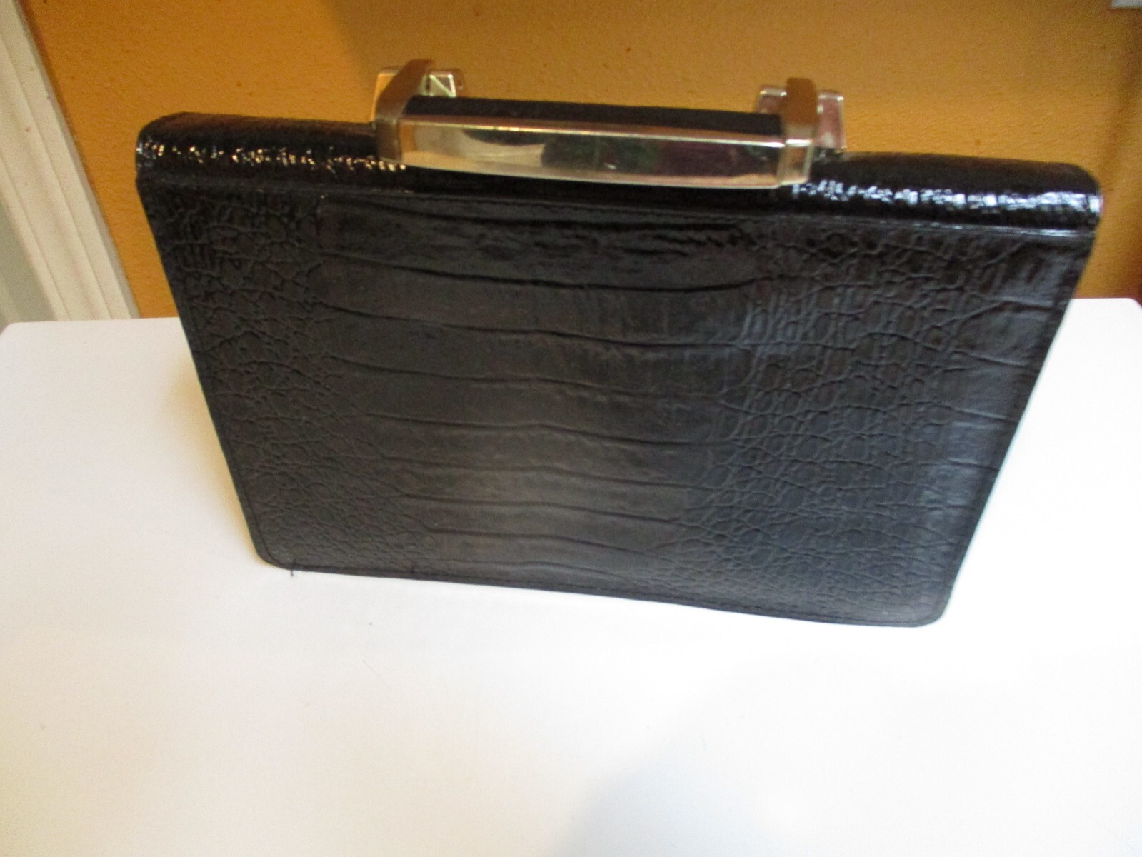 Vintage Mido Black & Yellow Leather Embossed Purse w… - Gem